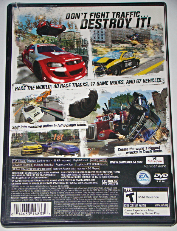 Playstation 2 - BURNOUT 3 TAKEDOWN (Complete with Manual) - Video Games
