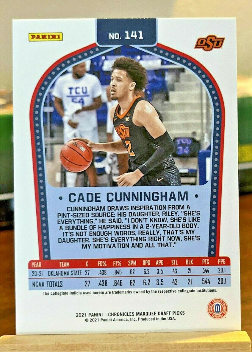 2021 Panini Chronicles Draft Picks #141 Cade Cunningham RC Marquee ...