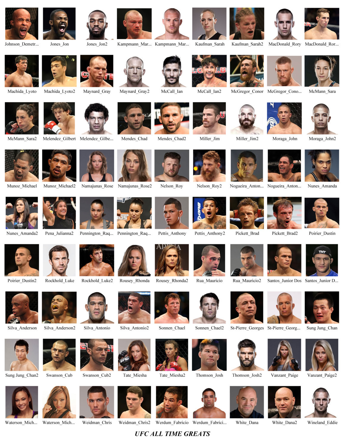 UFC Mosaic Print Art Featuring over 100 of the Greatest UFC Fighters of ...