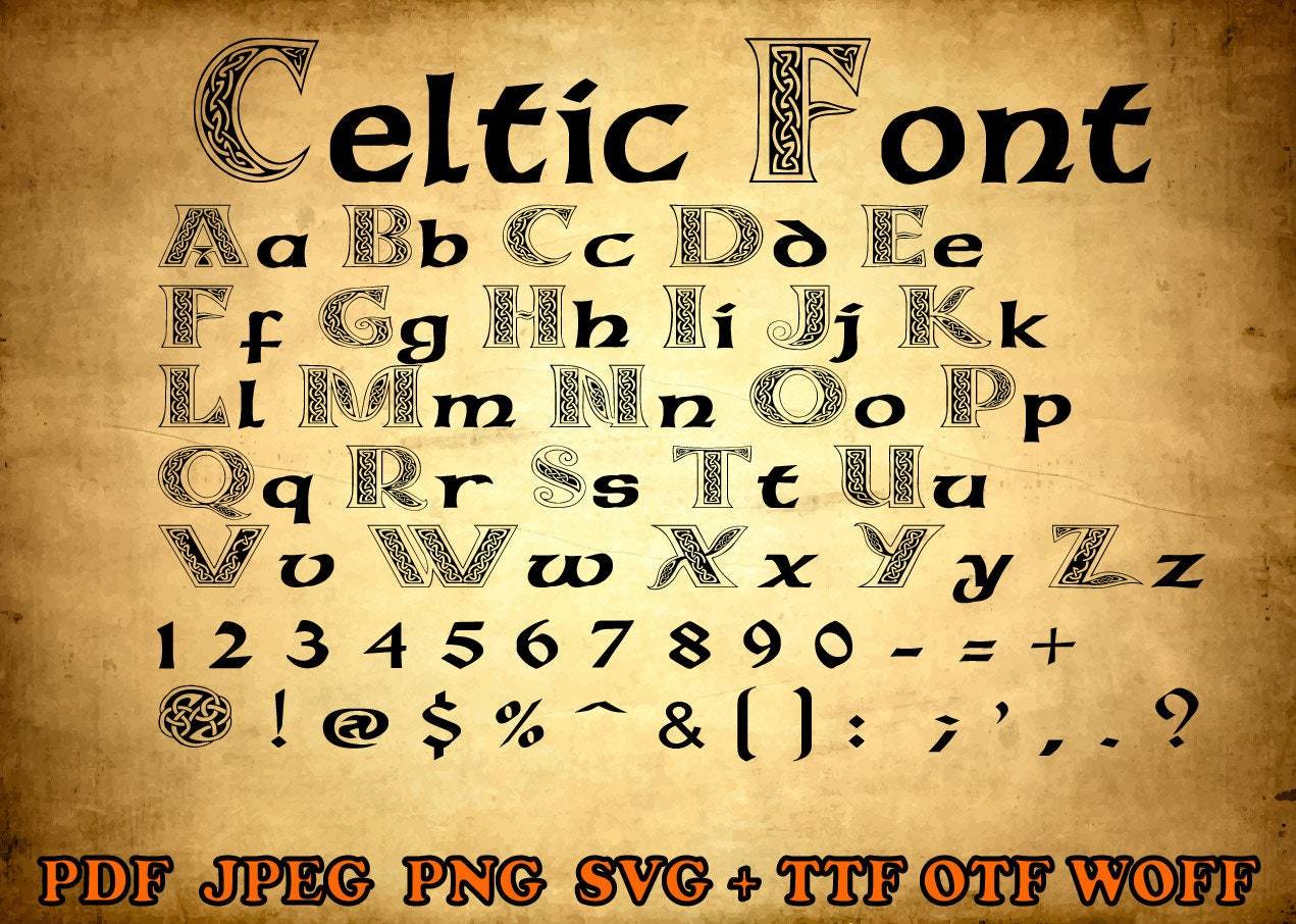 celtic font svg, irish font svg, celtic and 50 similar items