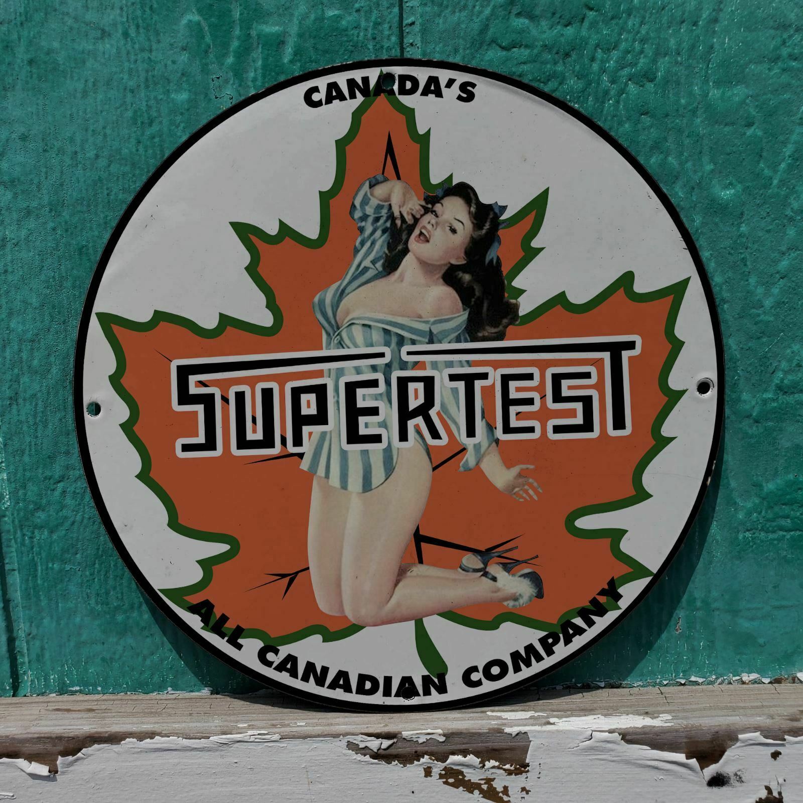 Vintage Supertest Petroleum All Canadian Company Porcelain Gas & Oil ...
