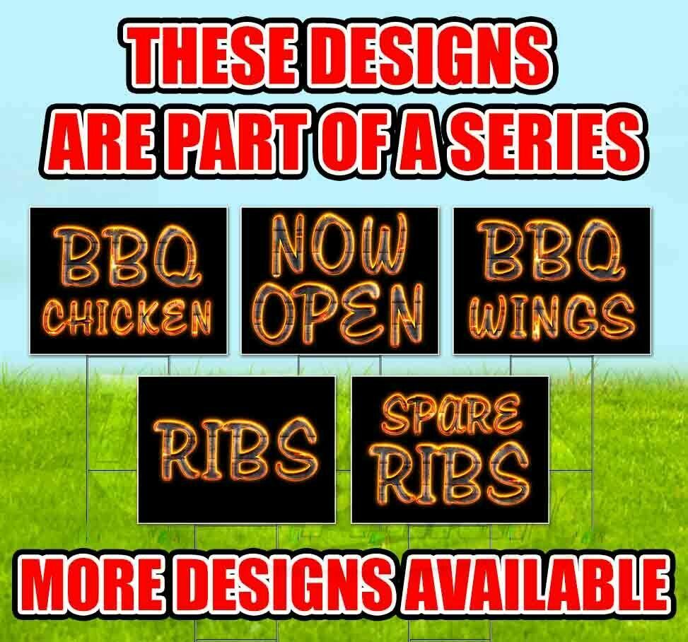 SMOKED MEAT 18x24 Yard Sign WITH METAL STAKE Corrugated Bandit BBQ USA ...