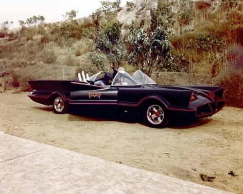 Batman TV series Adam West & Burt Ward sit in Batmobile on beach 4x6 ...