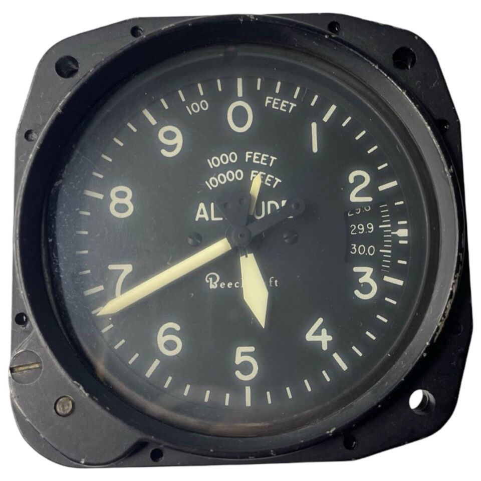 Beechcraft Aviation Altimeter - Vintage Model 22-375-011A Instrument ...