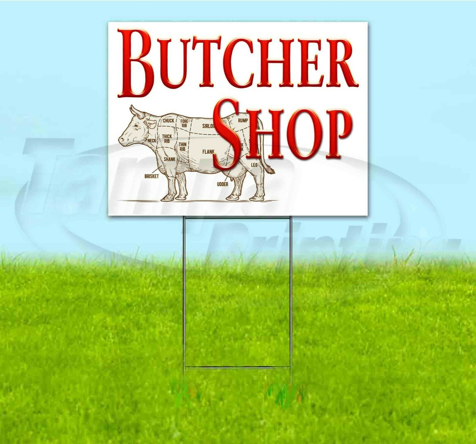 BUTCHER SHOP 18x24 Yard Sign WITH STAKE Corrugated Bandit USA BUSINESS ...