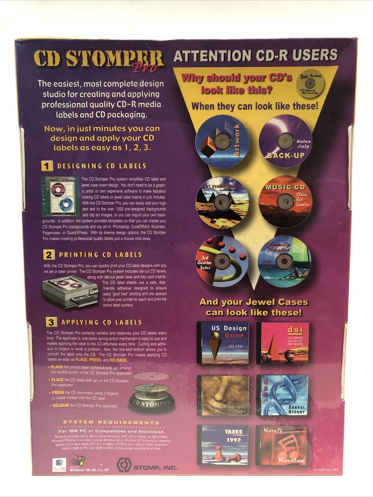 CD Stomper Pro Labeling System CD DVD Creative Maker Templates Sealed ...