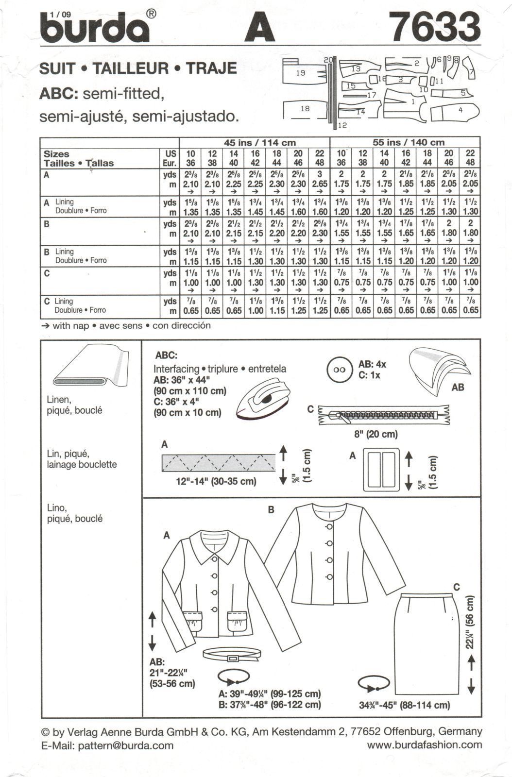 Misses Career Work Office Business Semi Fit Suit Jacket Skirt Sew ...