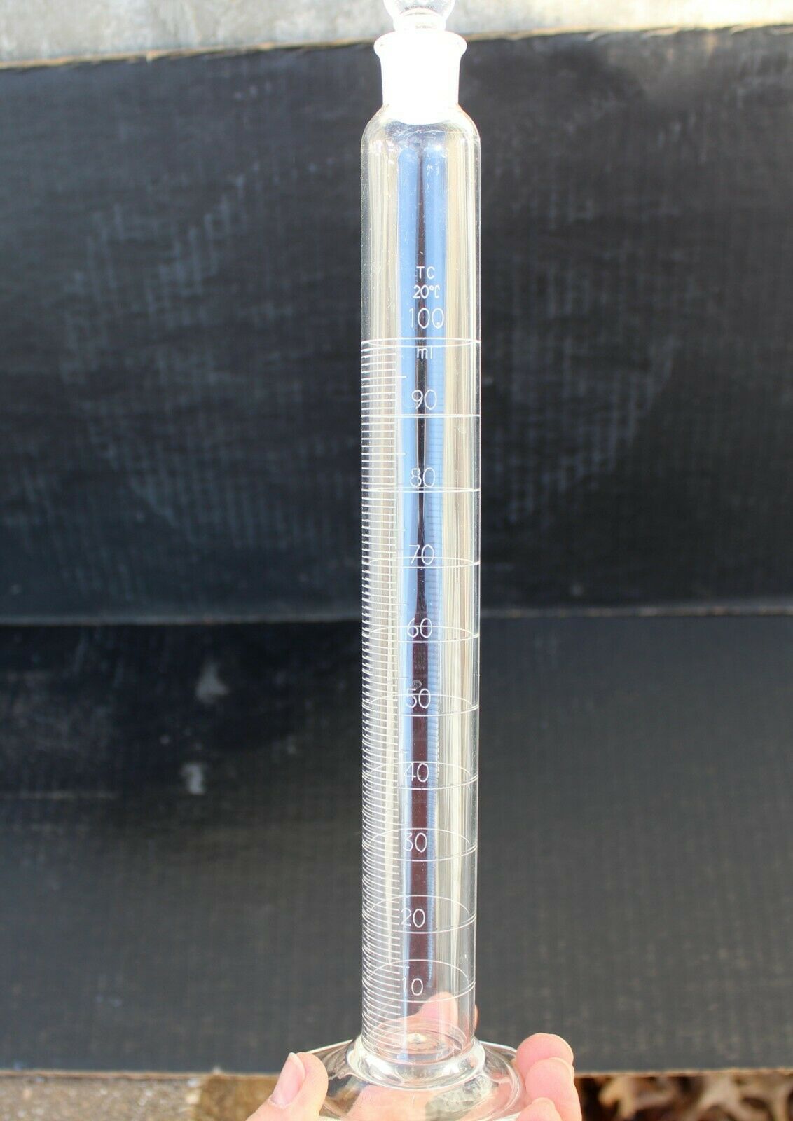 Pyrex Ground Glass TC Graduated Cylinder with Stopper 100ml Hex Bottom ...
