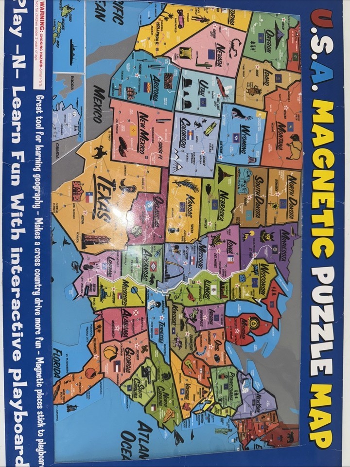 U.S.A. Magnetic Puzzle Map States Capital and similar items