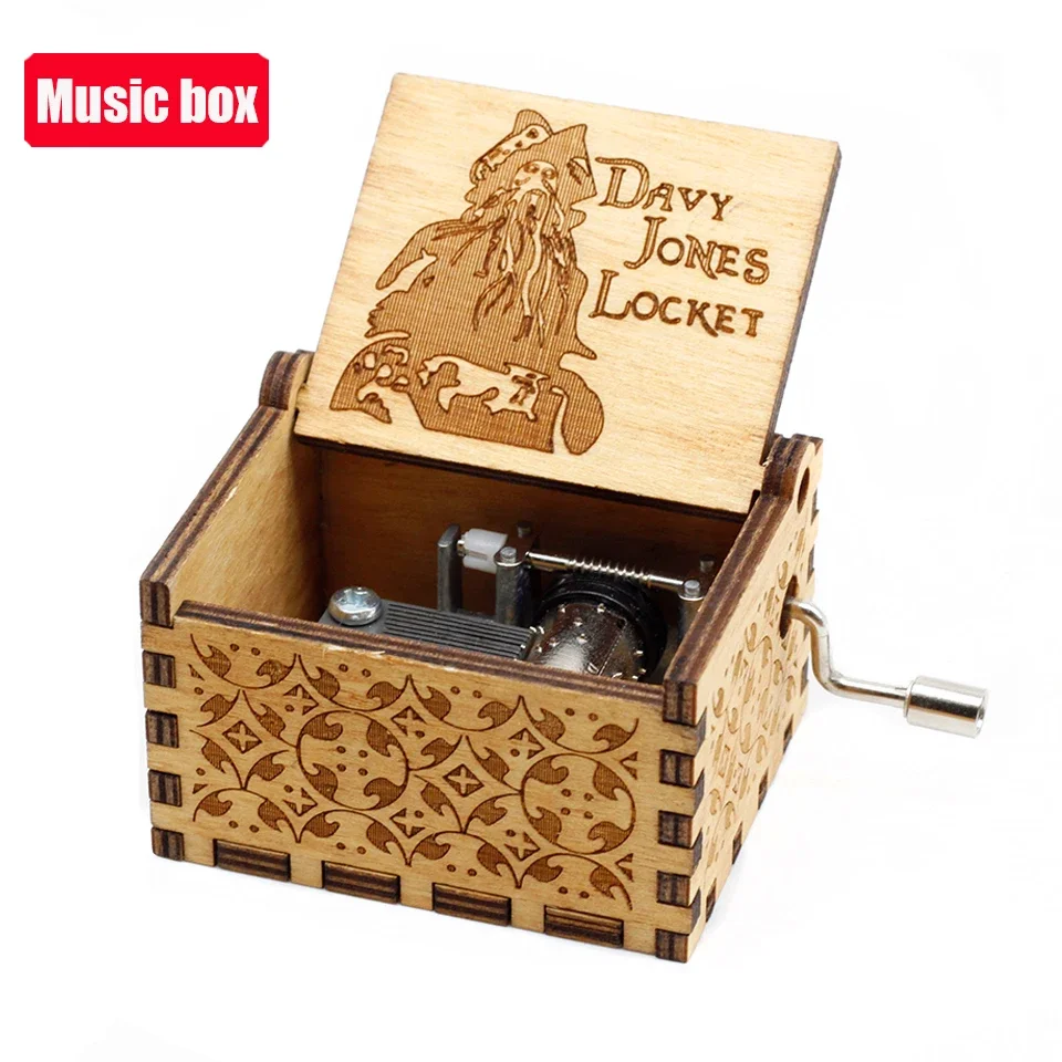 Antique Wooden Music Box - Carved Hand Crank DAVY JONES LOCKER - Music ...