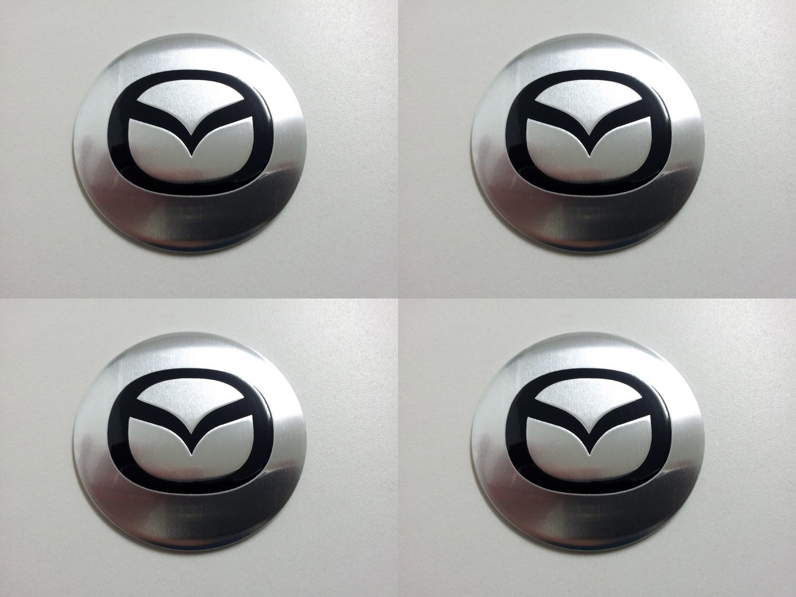 Mazda - Set of 4 Metal Stickers for Wheel Center Caps Logo Badges Rims ...