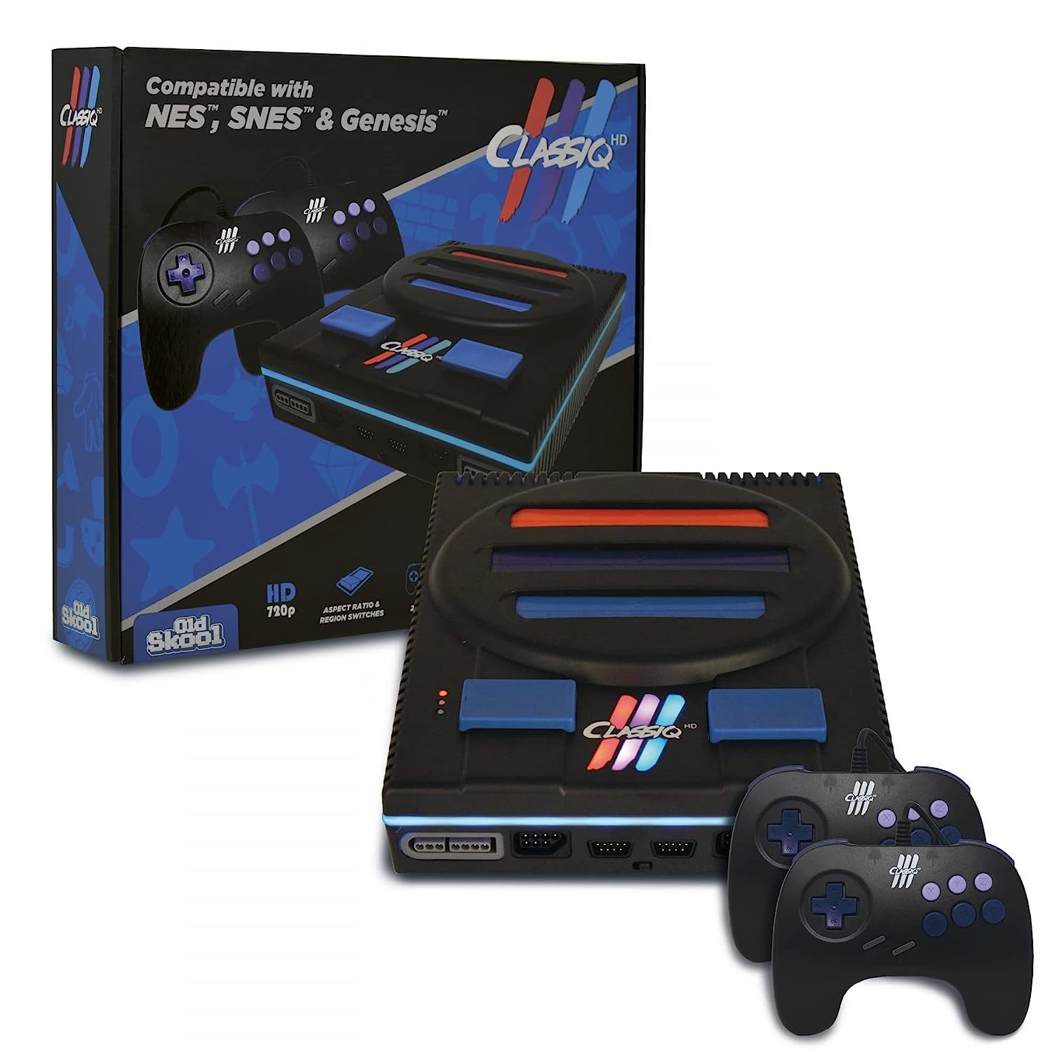 Old Skool Classiq 3 Hd 720P 3 In 1 Video Game System, Black Compatible ...