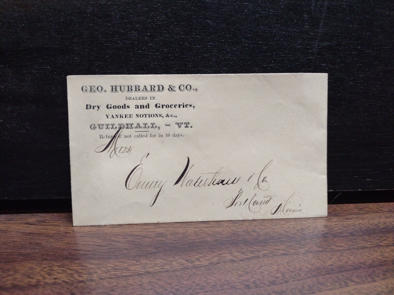 1800s Letterhead Envelope - Geo. Hubbard Co. Goods & Groceries ...