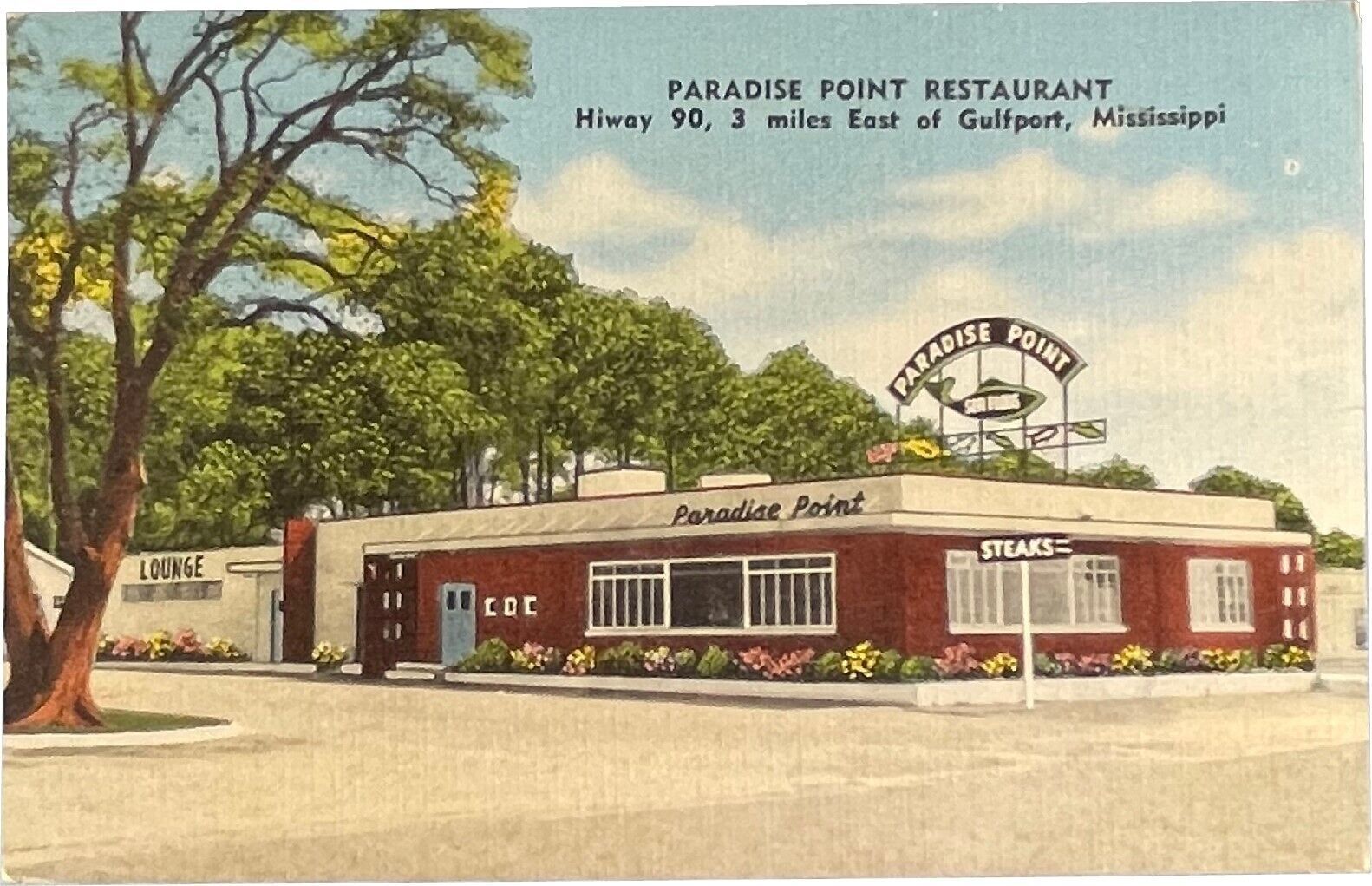 Paradise Point Restaurant, Gulfport, Mississippi, vintage post card ...
