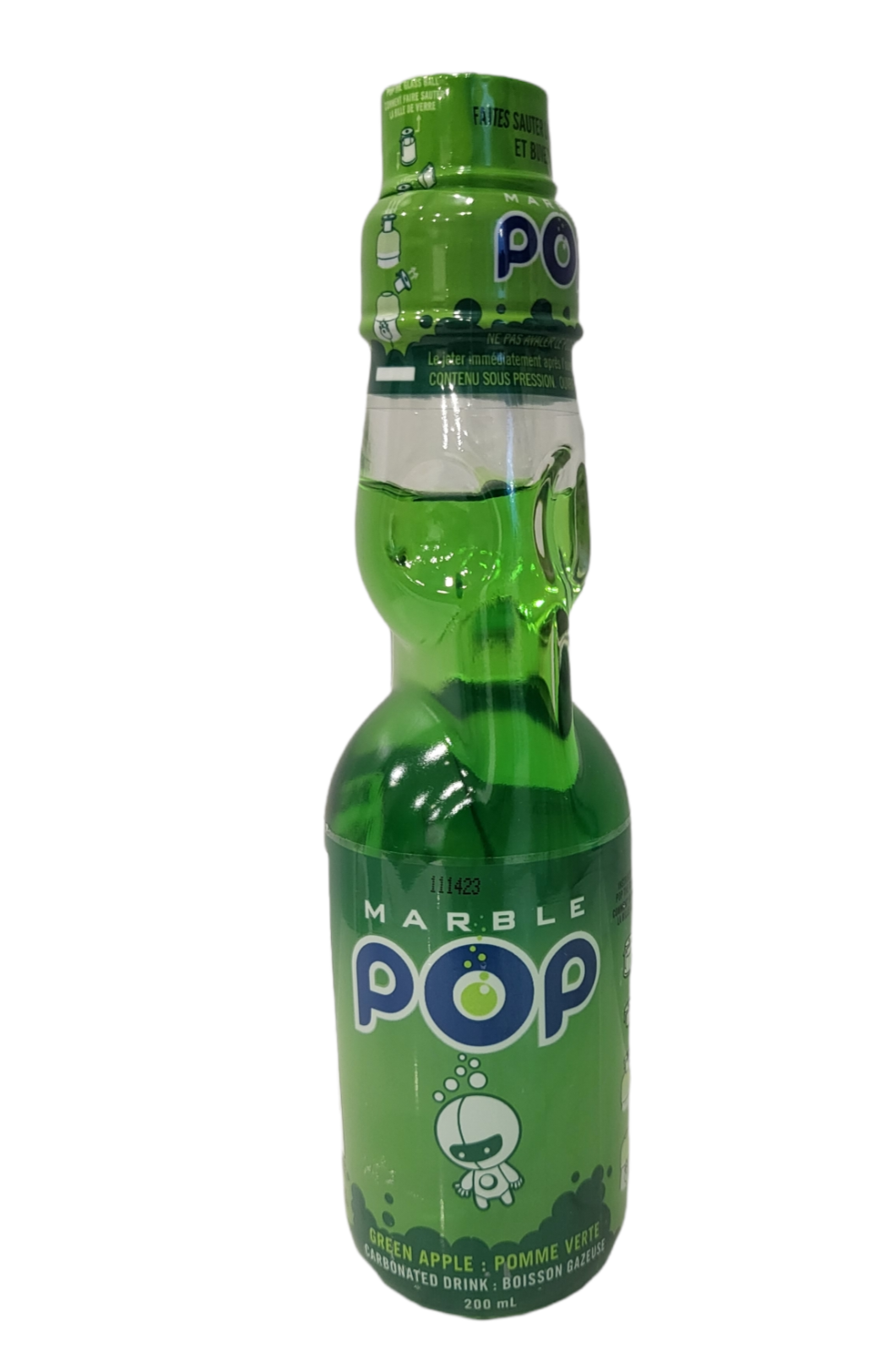 6 Bottles of Marble Pop Ramune Soda Soft Drink Green Apple Flavor 200ml ...