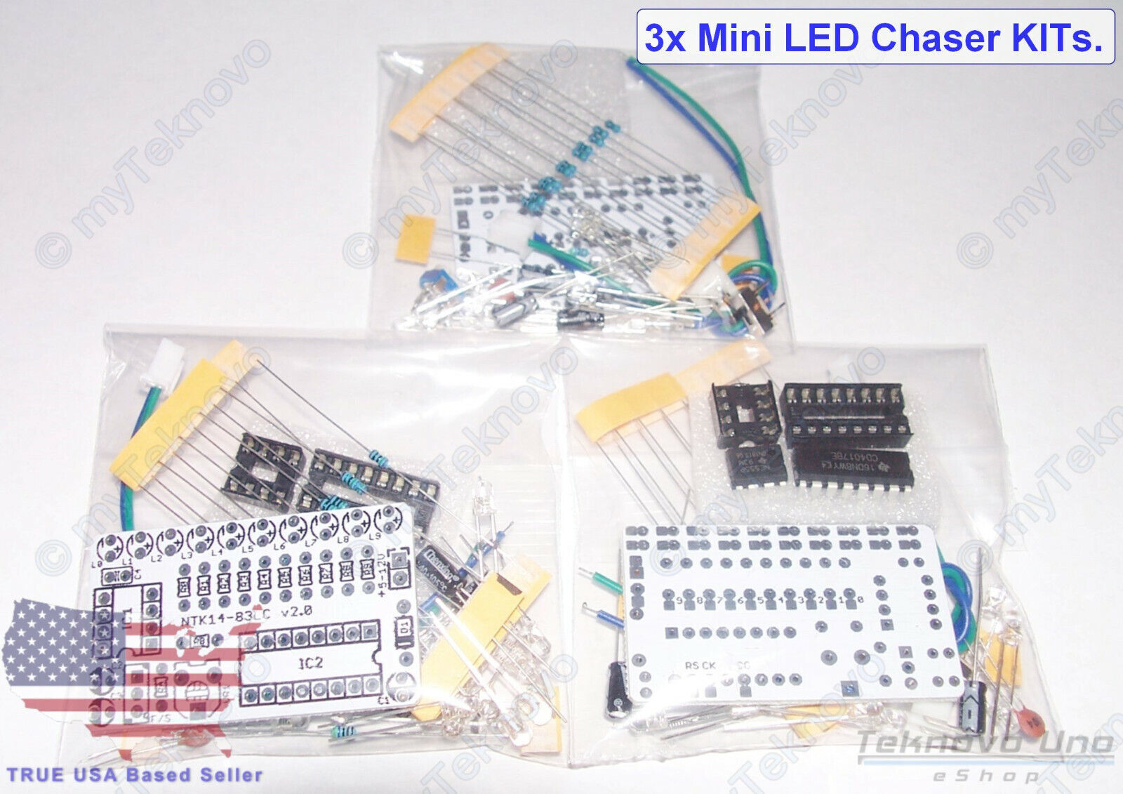 3x Mini White LED & PCB Sequencer Chaser Follower Scroller DIY KIT ...