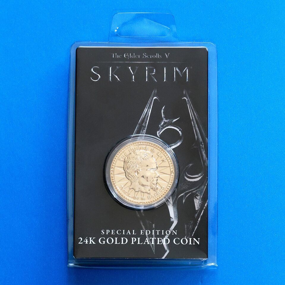 Skyrim The Elder Scrolls 24k Gold Plated Septim Coin w/ Case Official ...