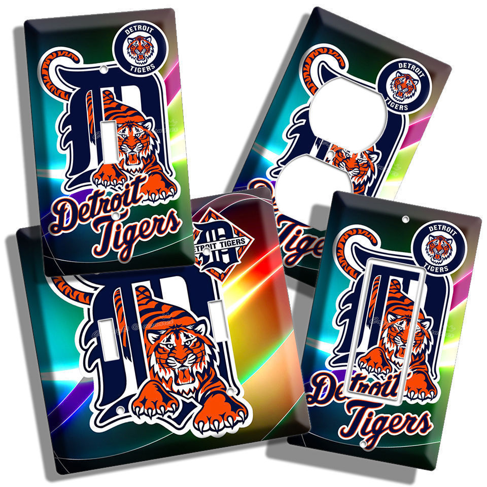 DETROIT TIGERS MLB BASEBALL LOGO LIGHT SWITCH OUTLET COVER WALL PLATE ...