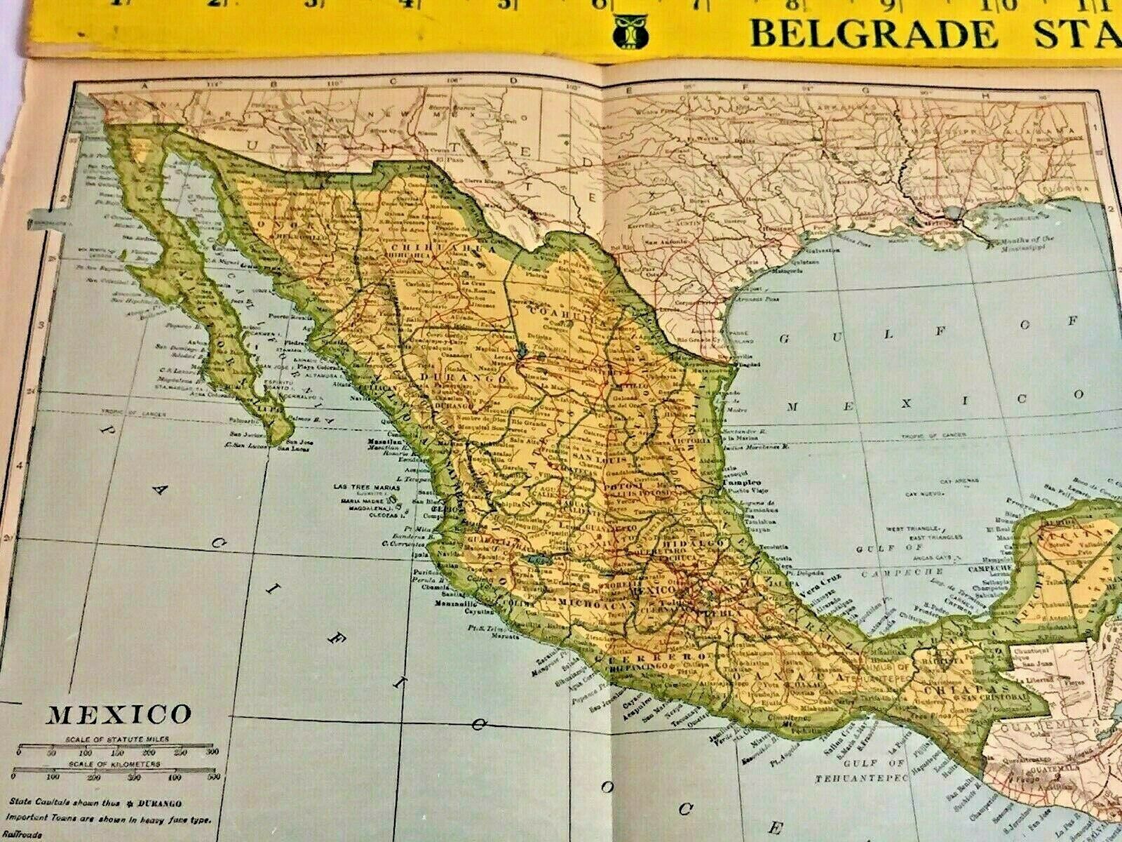 Antique Old MEXICO, 1921 Original Map. Great for Framing. Years Old ...