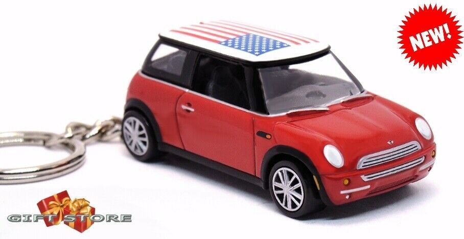 VERY RARE KEY CHAIN RED USA FLAG TOP BMW MINI COOPER NEW CUSTOM LIMITED ...