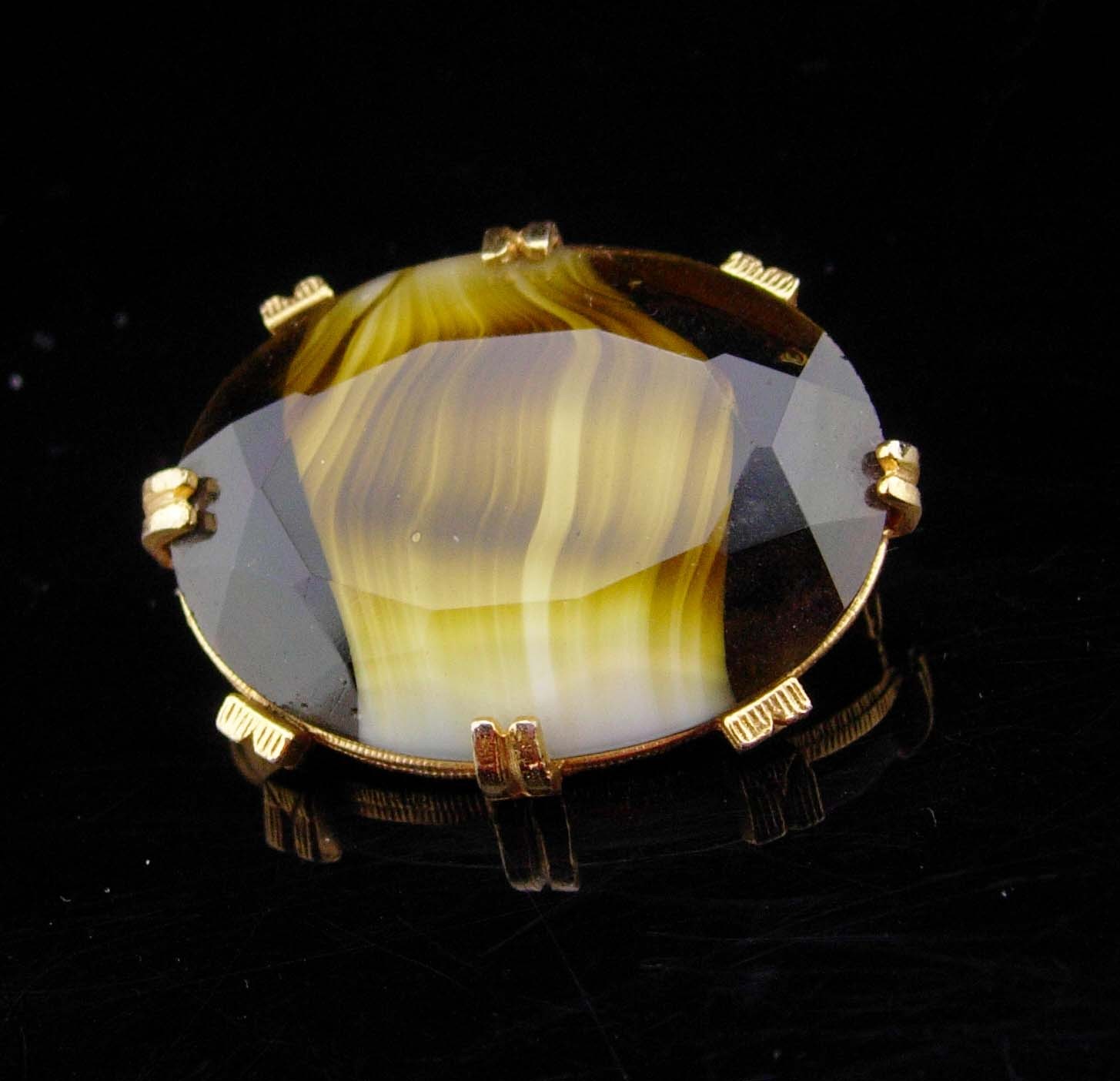 Vintage stripe Glass German Brooch - Vintage & Antique Jewelry