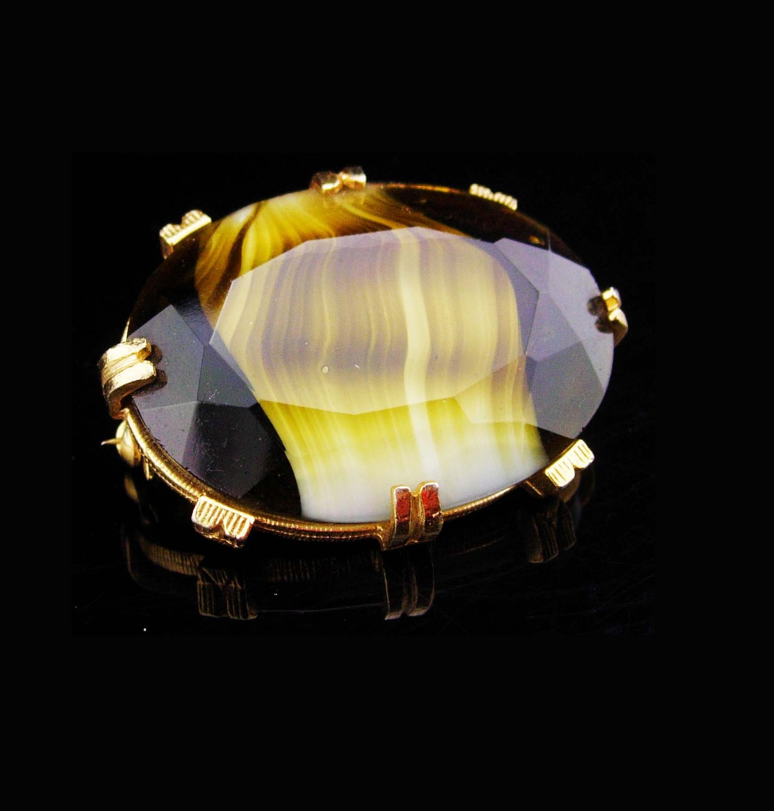 Vintage stripe Glass German Brooch - Vintage & Antique Jewelry