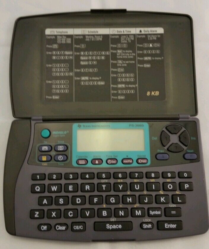 Texas Instruments PS-3660i PDA Vintage Indiglo Electronic Organizer ...