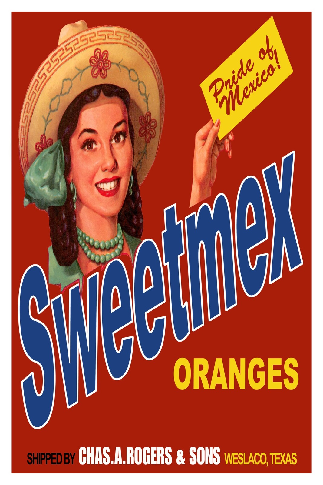 9412.Sweetmex oranges.lady with hat.pride of mexico.POSTER.decor Home ...