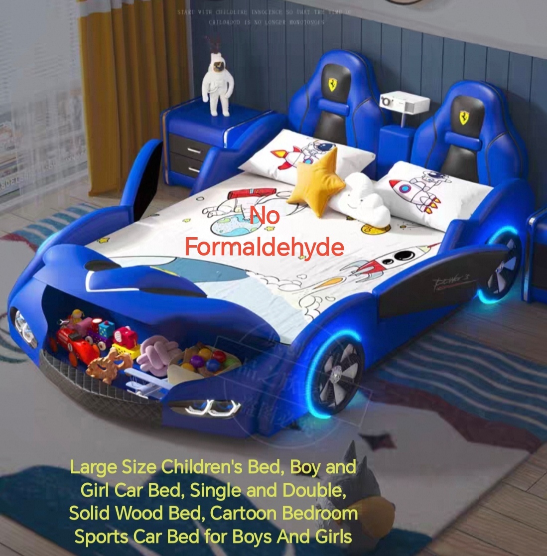 Large Size Children's Bed, Boy & Girl Car Bed, Single and Double, Solid ...