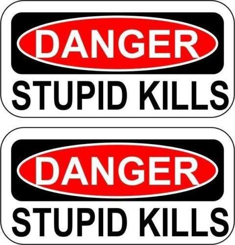 StickerDad (2 PACK) Danger Stupid Kills - size: 2" X 1" color: BLACK ...