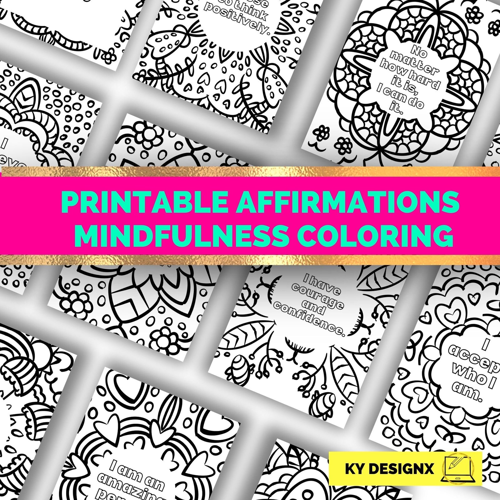Printable AFFIRMATIONS Mindfulness coloring and 50 similar items