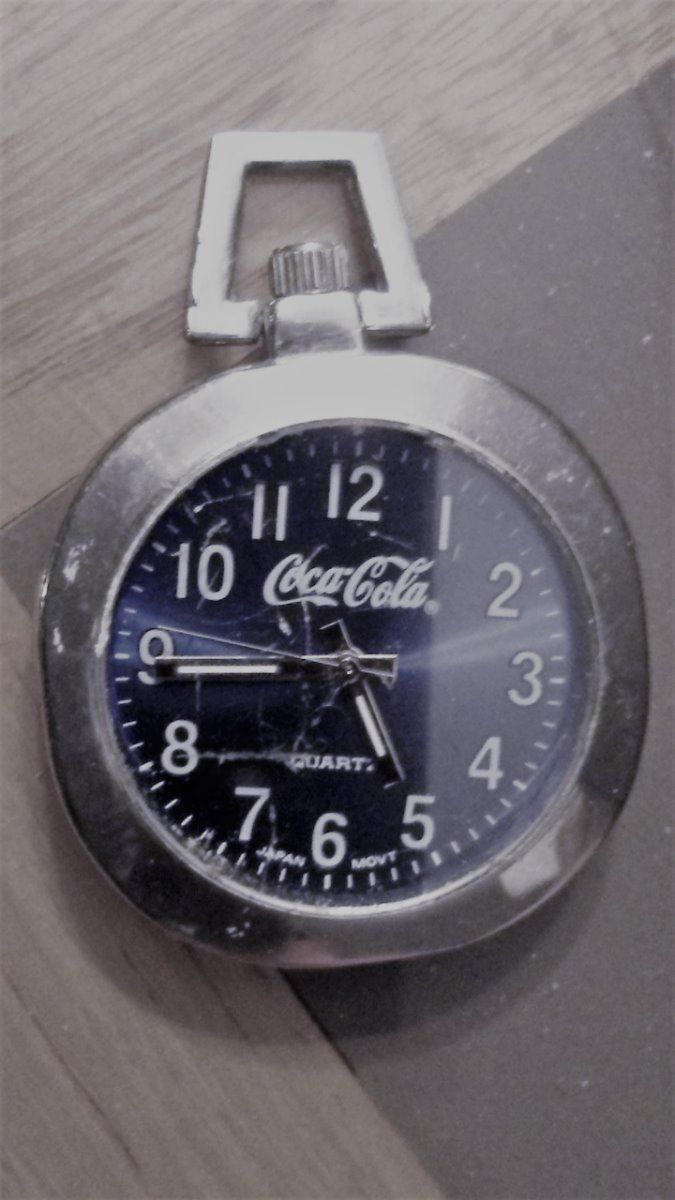 Vintage Coca Cola Small Pocket Watch Quartz Black Dial - Other