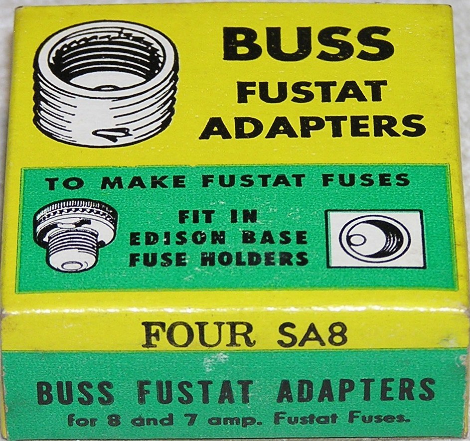 Box of 4 Buss SA 8 Fustat Fuse Type S Adapter for 7 or 8 Amp Fustat ...