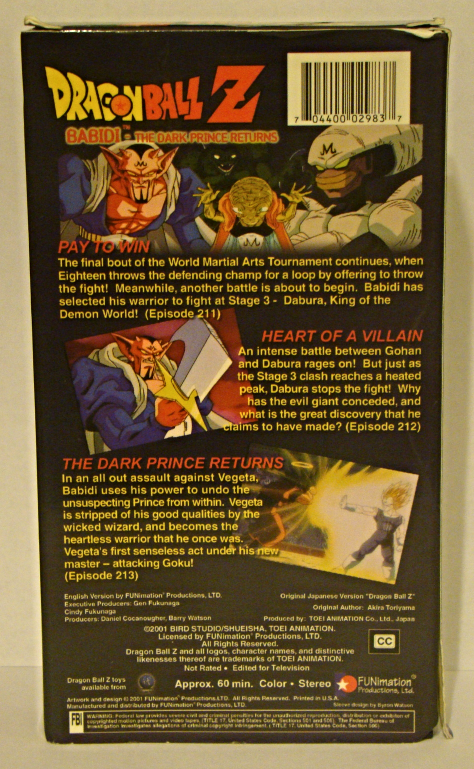 DRAGON BALL Z - BABIDI THE DARK PRINCE RETURNS - (VHS) - VHS Tapes