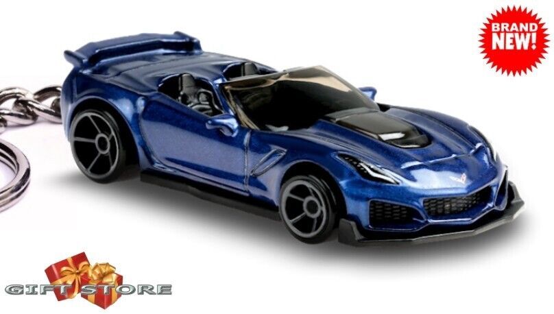 HTF KEYCHAIN BLUE CHEVY CORVETTE C7 CONVERTIBLE CUSTOM Ltd EDITION NICE ...