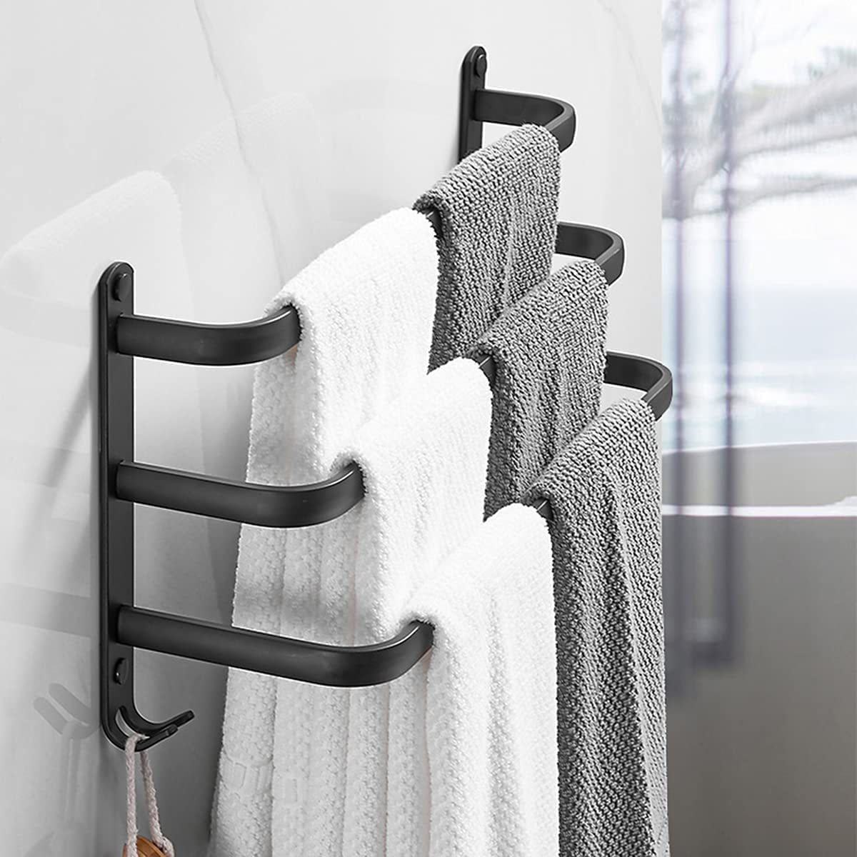 Senhill 3-Tier Towel Bar Wall Mounted Bath Towel Rack Towel Storage ...