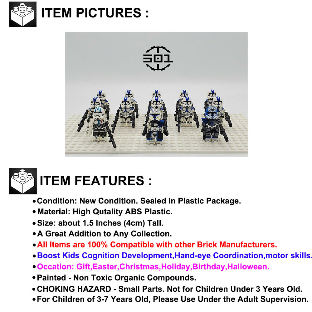 Star Wars 501st Squadron Captain Rex Jesse Echo 13 Minifigures Set ...