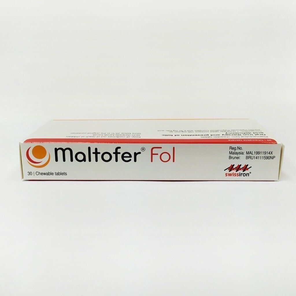 5 Cajas MALTOFER FOL TABLETAS MASTICABLES 30'S Para Deficiencia de ...