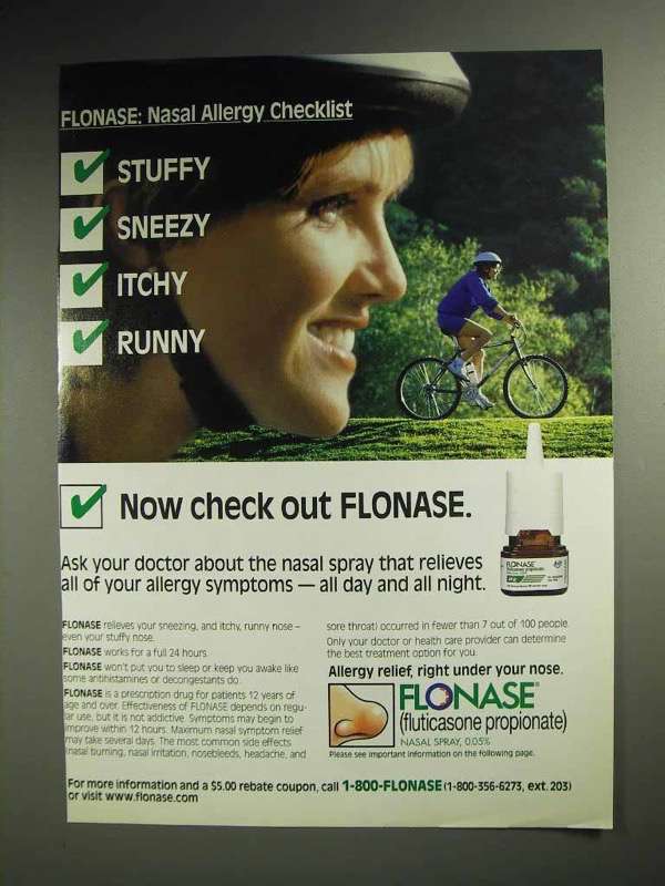 1997 GlaxoSmithKline Flonase Allergy Spray Ad - Allergy Checklist ...