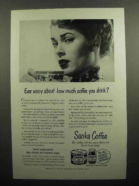 1950 Sanka Coffee Ad - Ever Worry About How Much - 1950-59