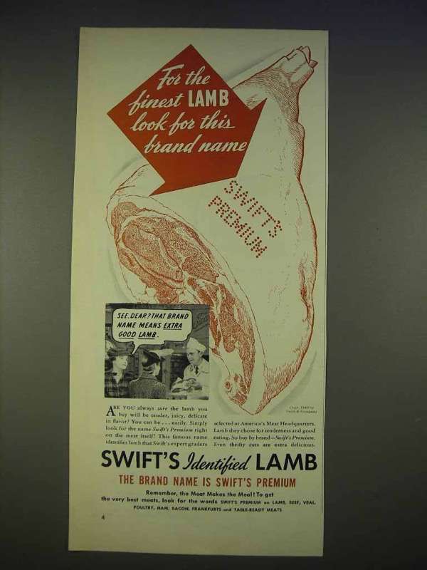 1940 Swift's Identified Lamb Ad - For the Finest Lamb - 1940-49