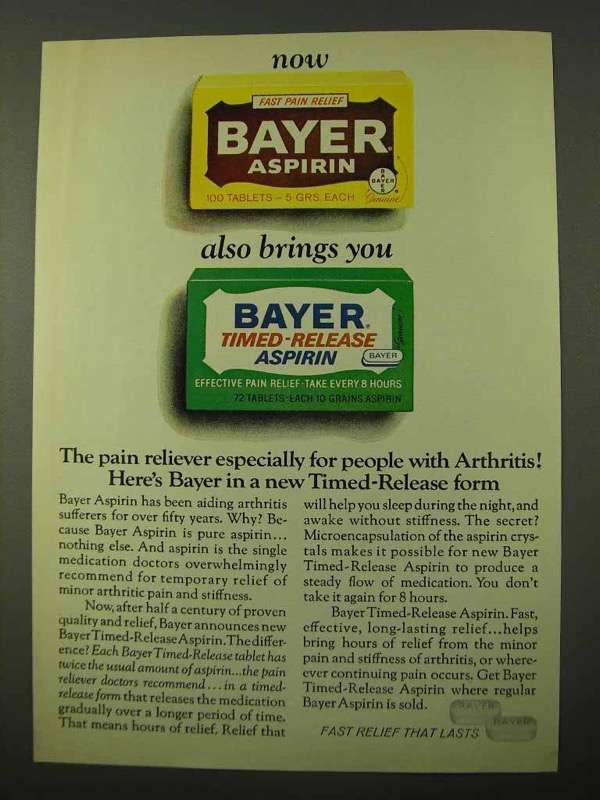 1971 Bayer Aspirin Ad - For People With Arthritis - 1970-79
