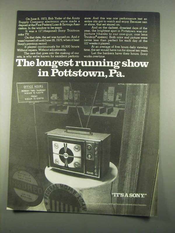 1975 Sony Trinitron Color TV Ad - Longest Running Show - 1970-79
