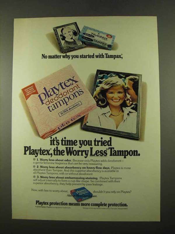 1975 Playtex Tampons Ad - No Matter Why You Started - 1970-79