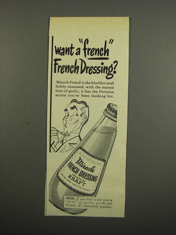 1949 Kraft Miracle French Dressing Ad and 50 similar items