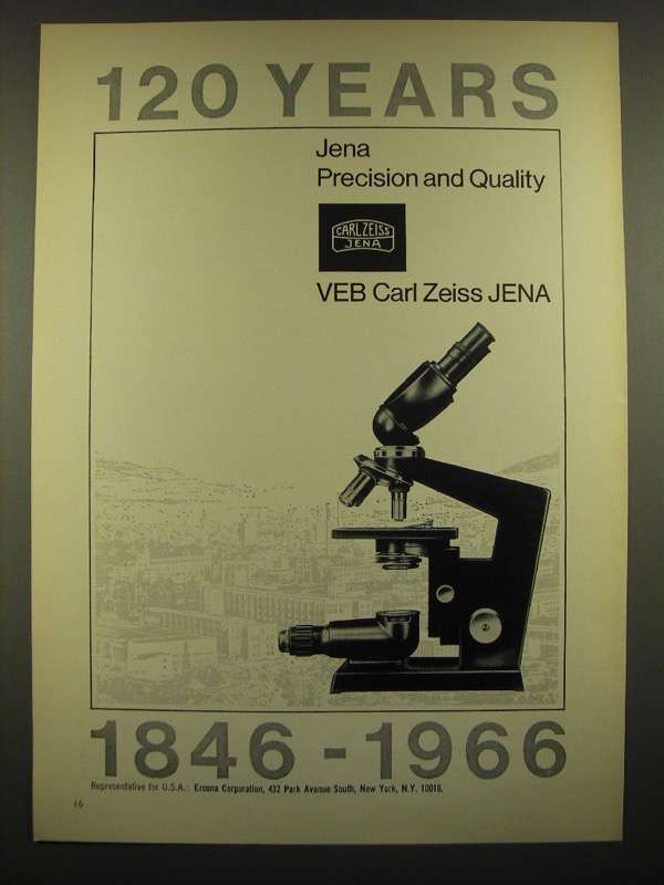 1966 Carl Zeiss Microscope Ad - 120 Years - 1960-69
