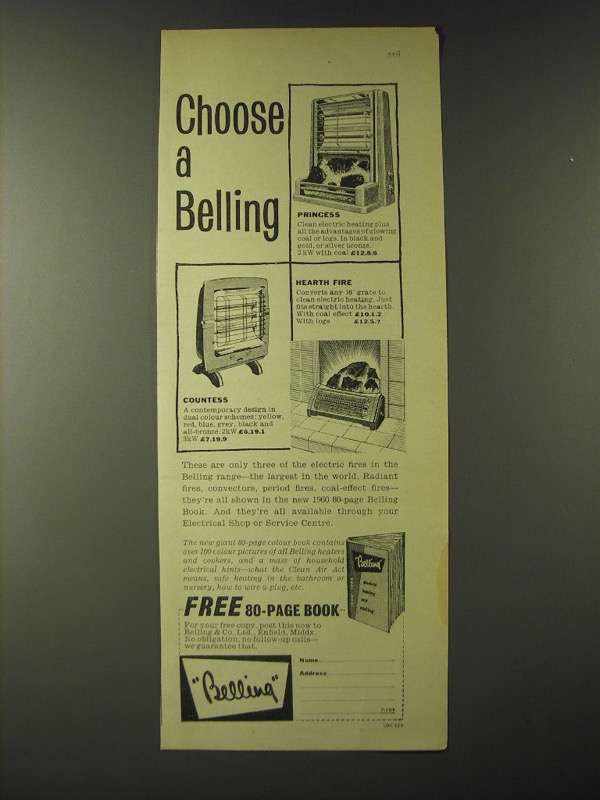 1960 Belling Electric Fires Ad - Princess, Countess and Hearth Fire ...