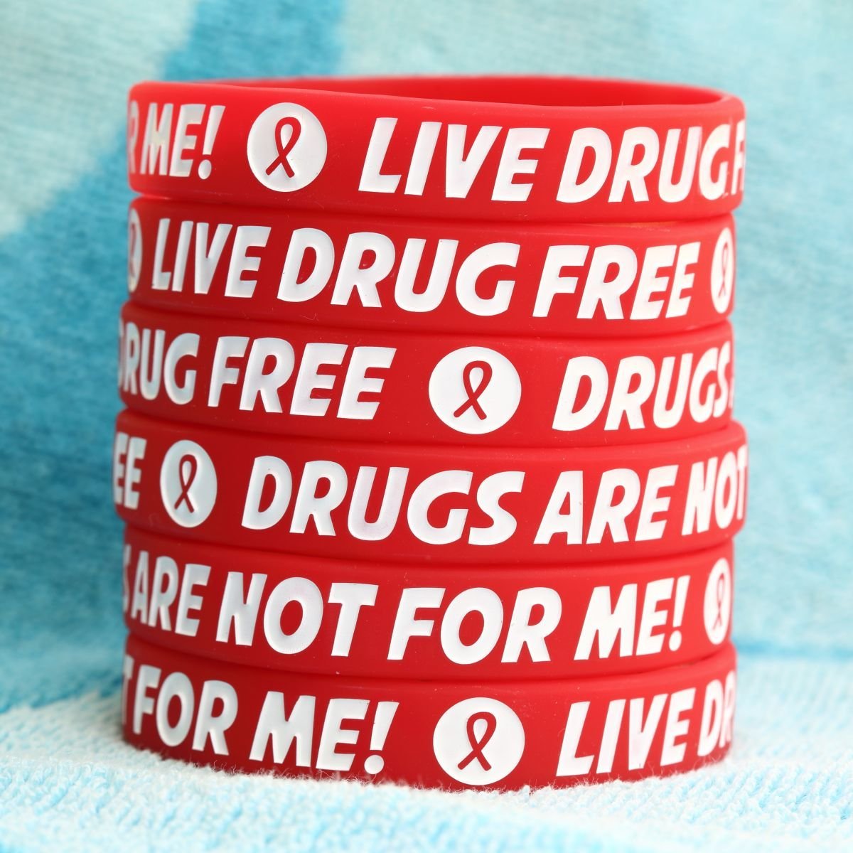 20 Child Size Live Drug Free Wristbands - Red Ribbon Week Bracelets ...