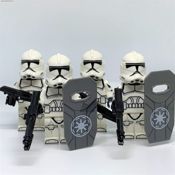 PLTOYS 4 Clone Trooper Minifigures Star Wars Clone Riot Shield Troopers ...