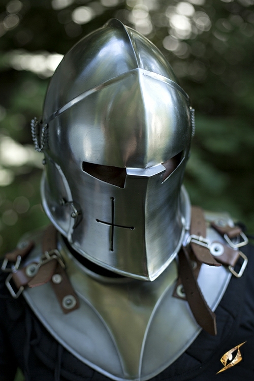 NauticalMart Visored Barbuta Armor Helmet - Armor & Shields